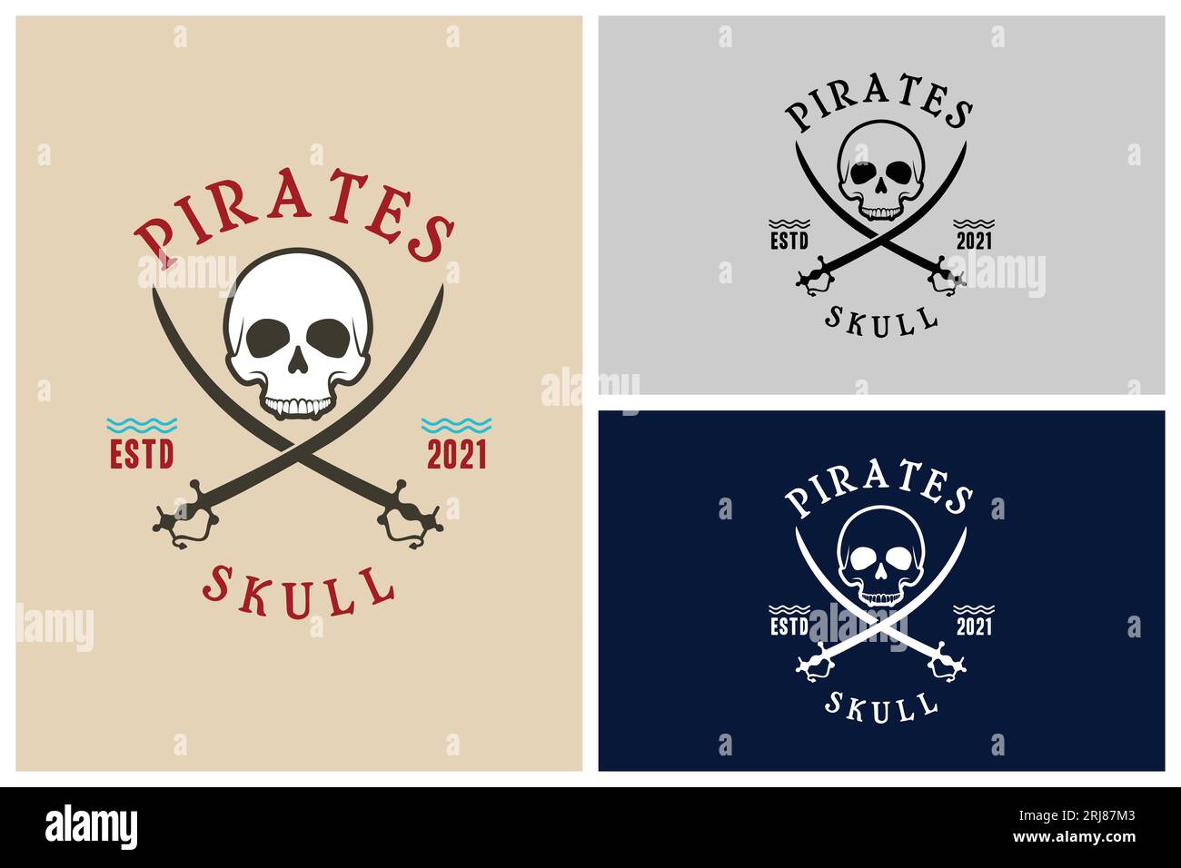 Simple Pirates Skull with Crossing Swords Vintage for Boat Ship Sailor ...