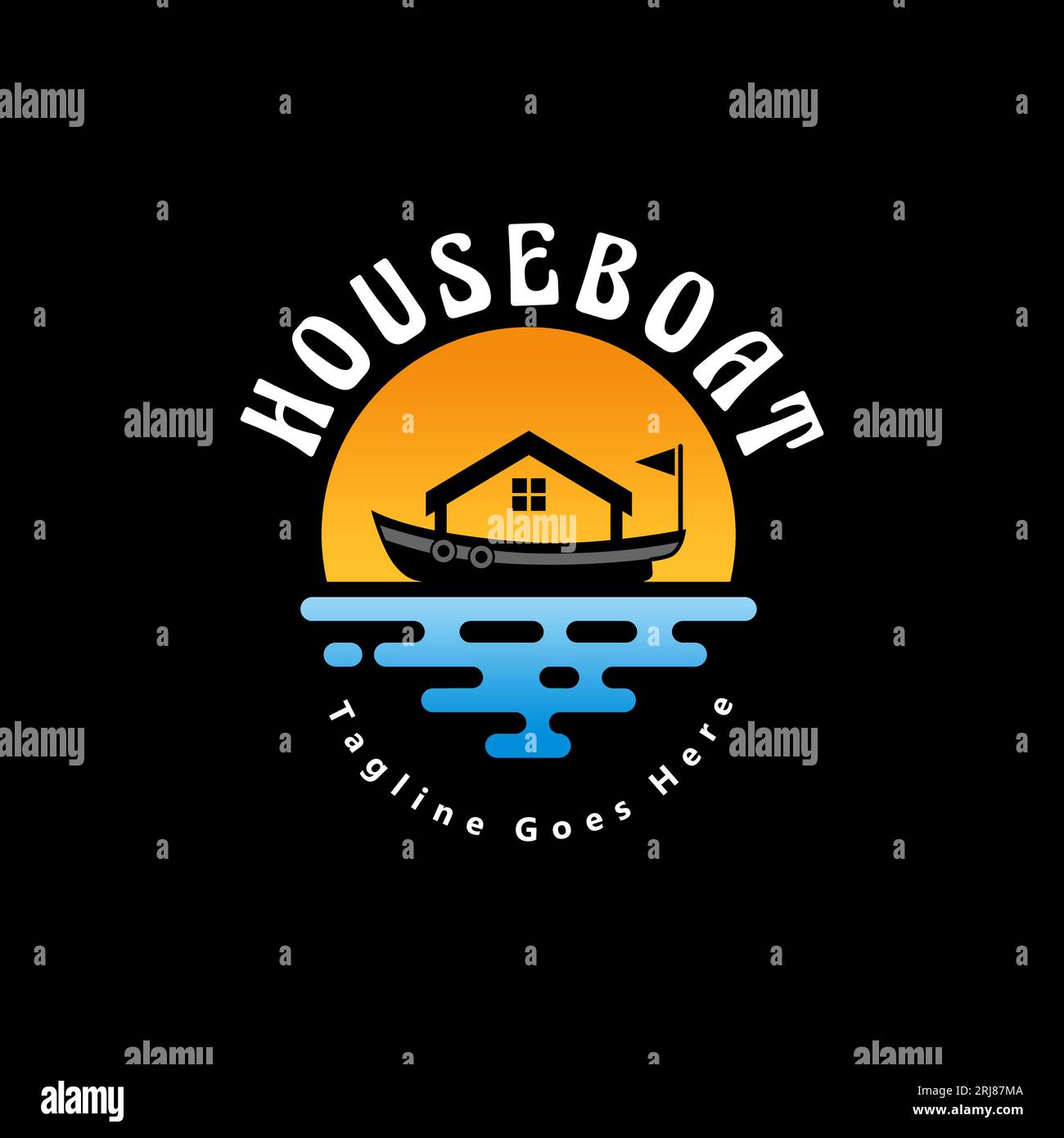 Home with boat Stock Vector Images - Alamy