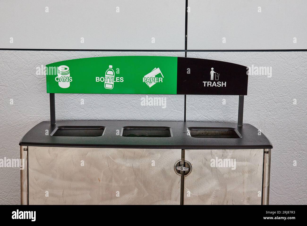 Generic recycling receptacle with trash section Stock Photo - Alamy