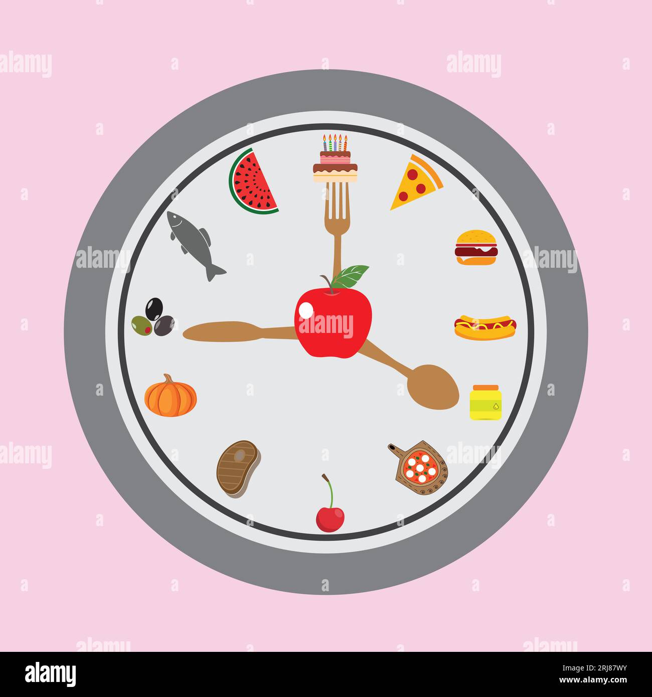 Clock hands knife and fork Stock Vector Images - Alamy