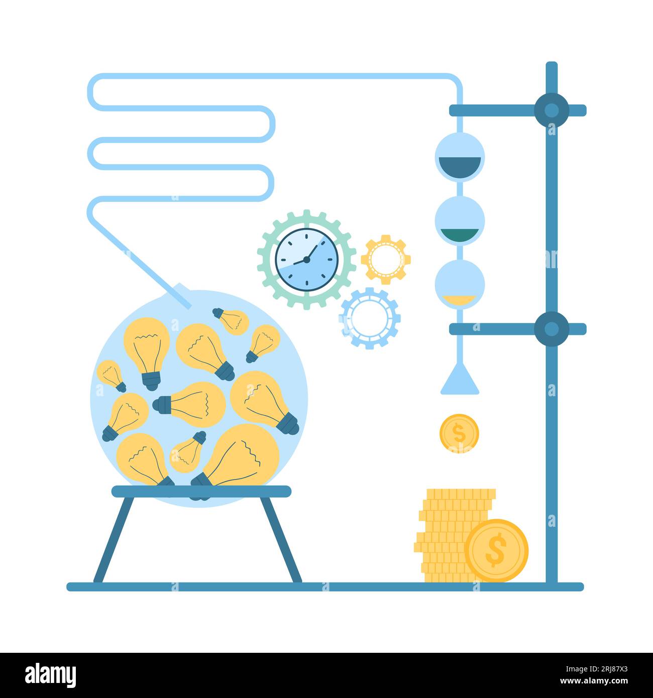 Process of conversion of idea into money vector illustration. Cartoon ...