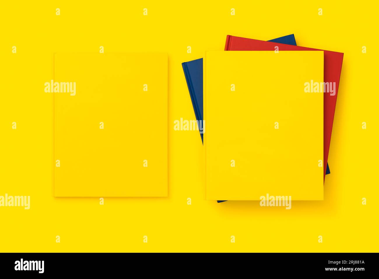 Yellow books with copy space cover on yellow background. Back to school ...