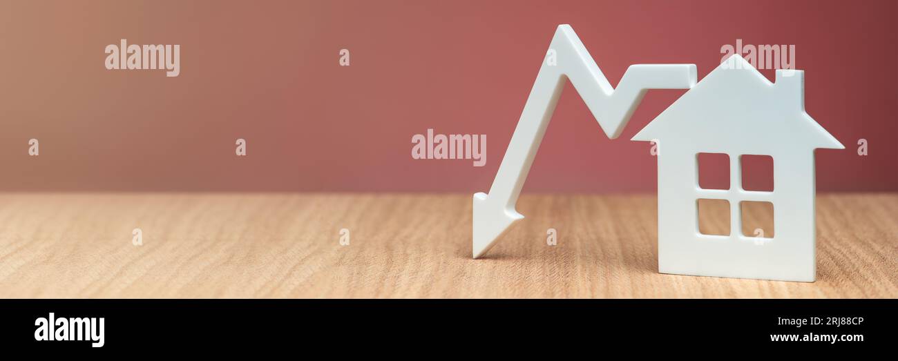 Decrease in property value. Reducing the cost of housing. Banner with a ...