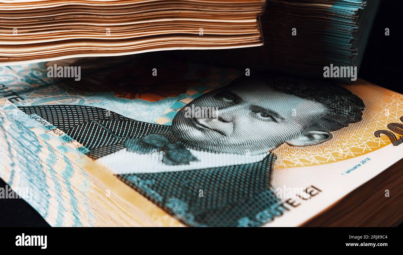 Romanian LEI Currency Banknote. RON Money European Currency Stock Photo ...