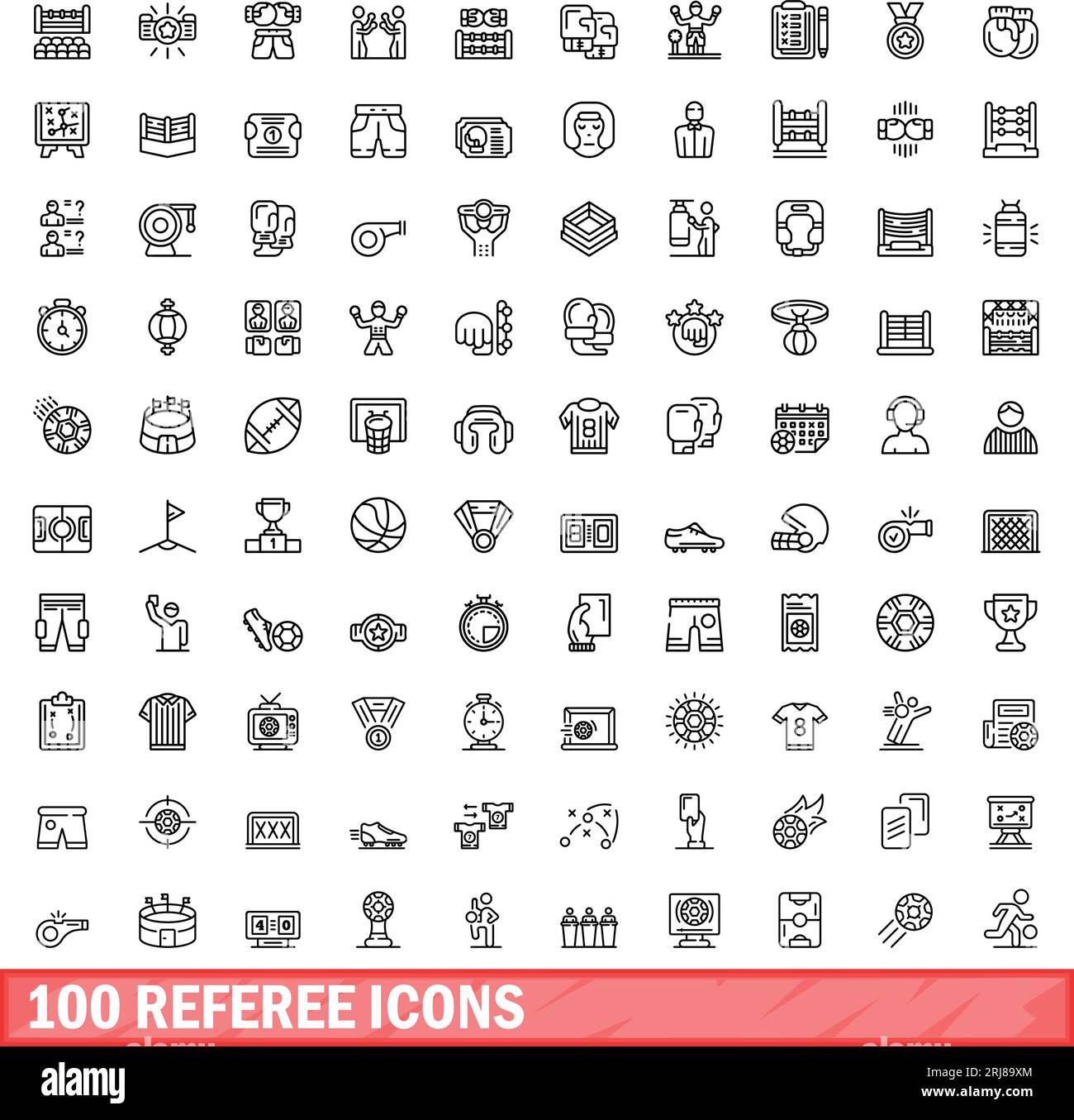 100 referee icons set. Outline illustration of 100 referee icons vector ...