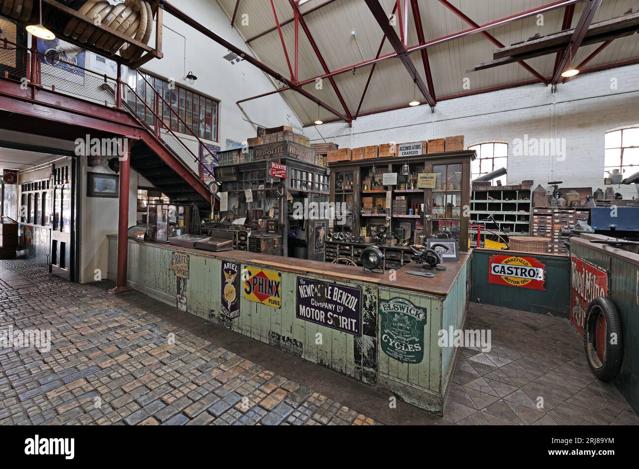 1900s Garage at the Living Museum of the North, Beamish, County Durham ...