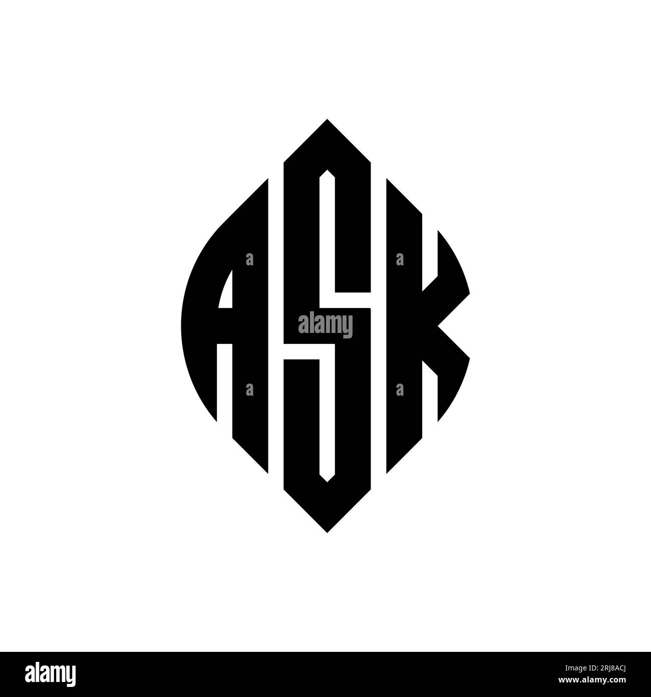 ASK circle letter logo design with circle and ellipse shape. ASK ...