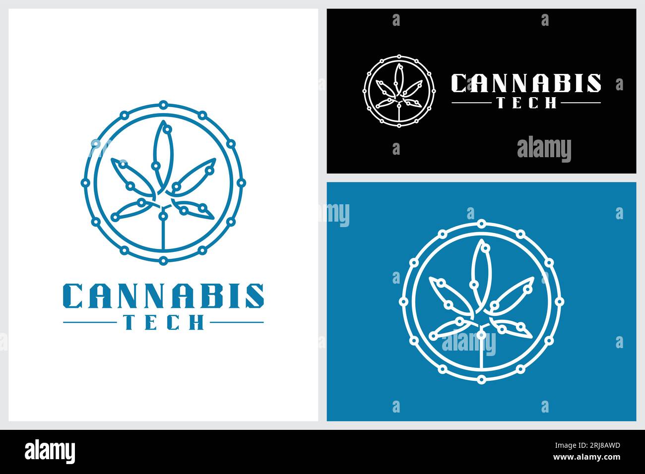 Marijuana Leaf Tech Modern Logo Design, Cannabis Tech System Vector ...