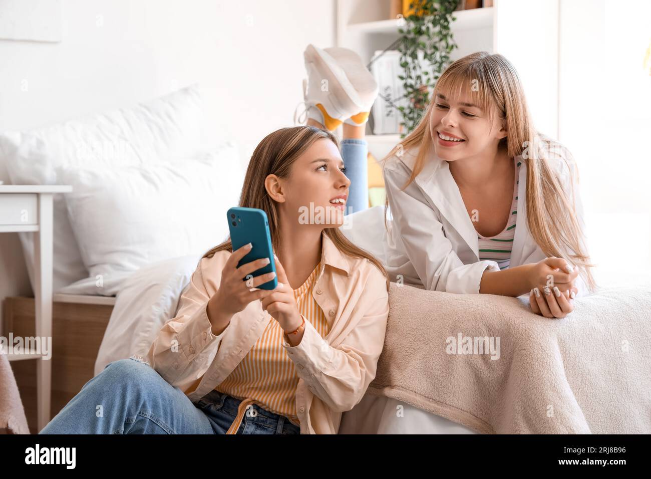 Female students in dorm room Stock Photo - Alamy