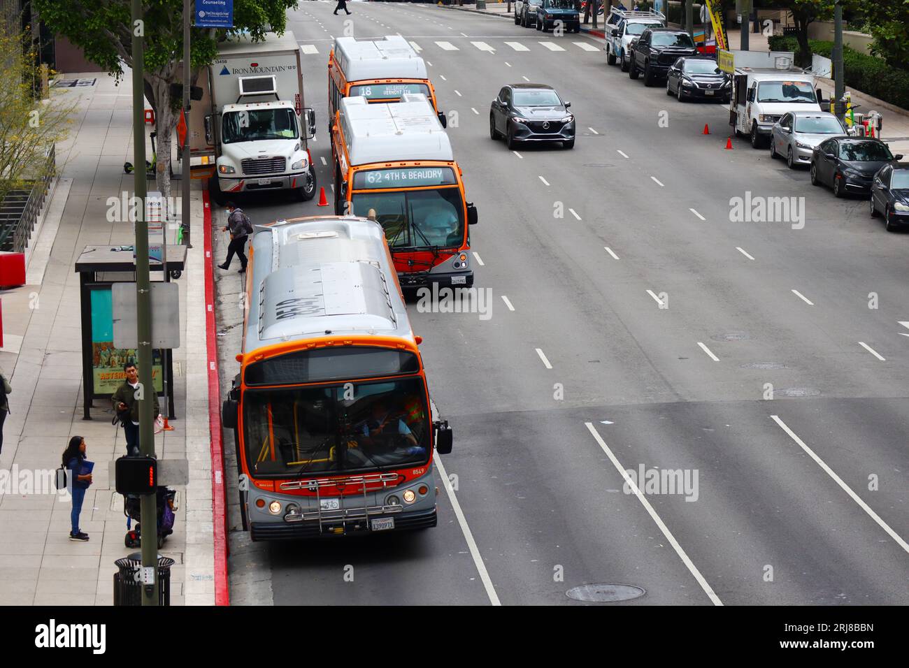 Los Angeles, California: Los Angeles METRO Bus in downtown Los Angeles ...