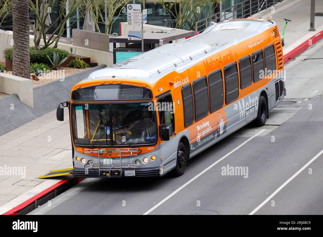 Los Angeles, California: Los Angeles METRO Bus in downtown Los Angeles ...