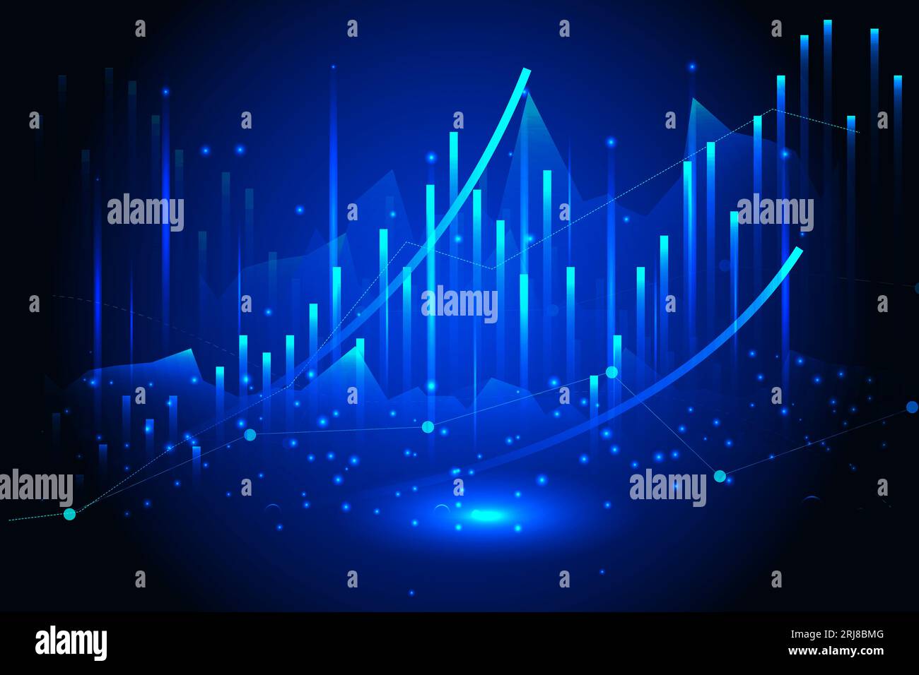 Financial chart with growing indicators, growth dynamics in business ...