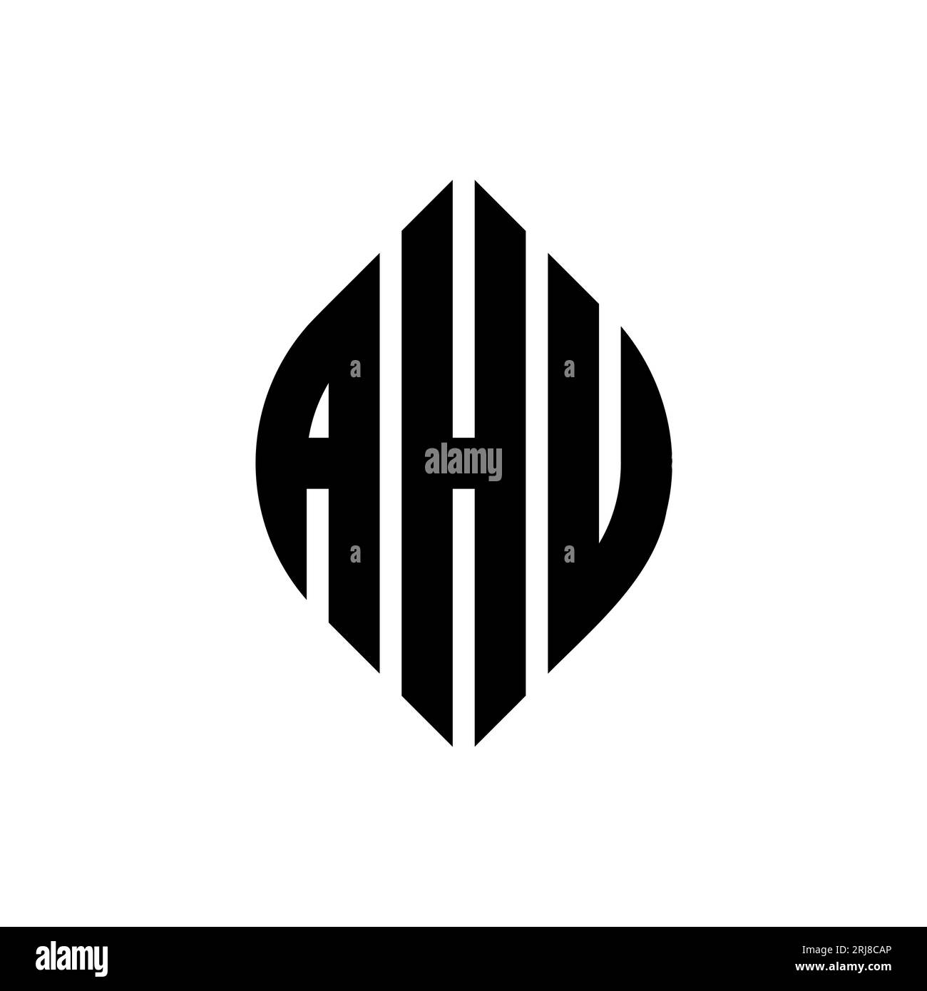 AHU circle letter logo design with circle and ellipse shape. AHU ...