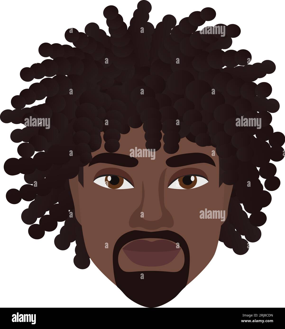 African bearded man. Afro haircut, stylish barbershop hairdress vector ...