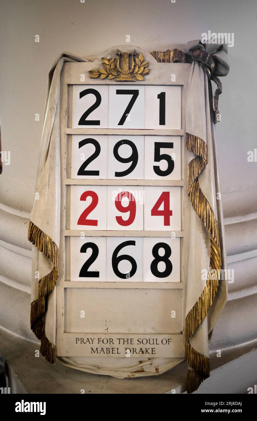 Hymn Numbers in St Pauls Church Deptford South London England UK Stock ...