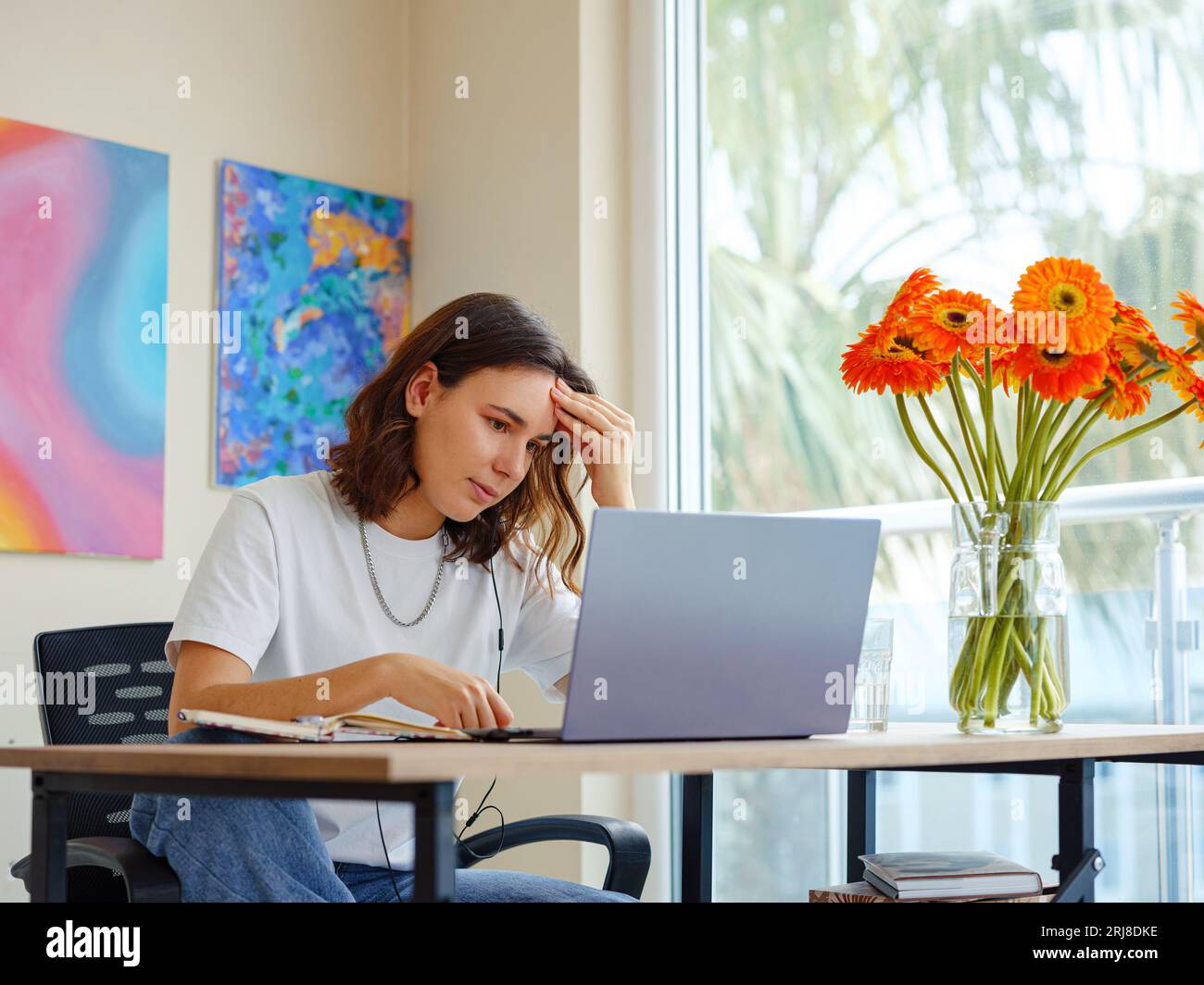 Businesswoman hard working desktop computer hi-res stock photography ...