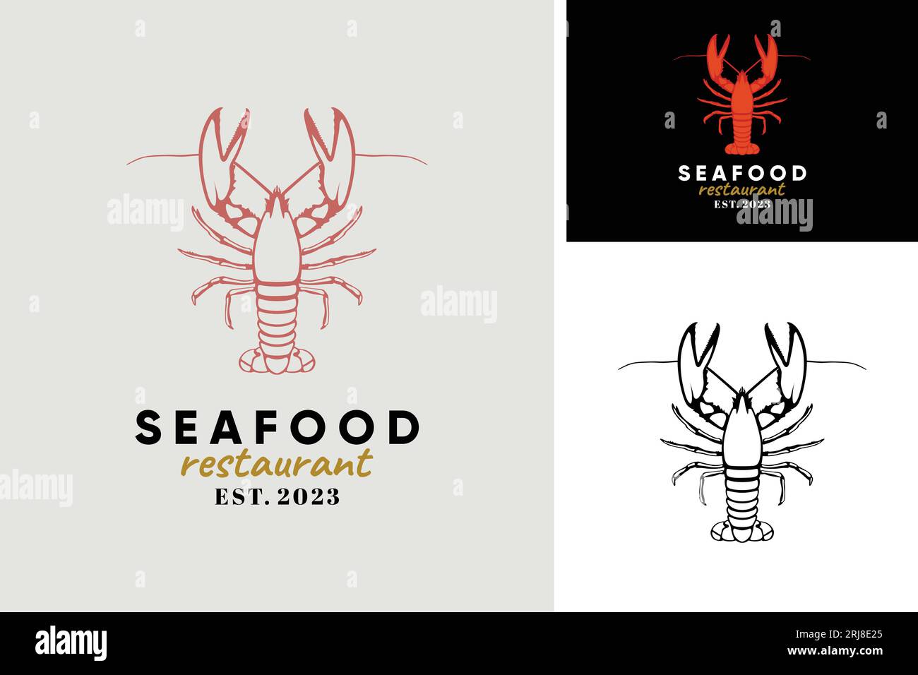 Seafood Restaurant Logo With Lobster Crawfish Stock Vector Image & Art ...