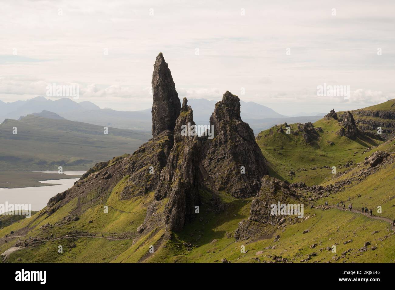 Old Man of Storr, Portree, Isle of Skye, with hikers on the trail Stock ...