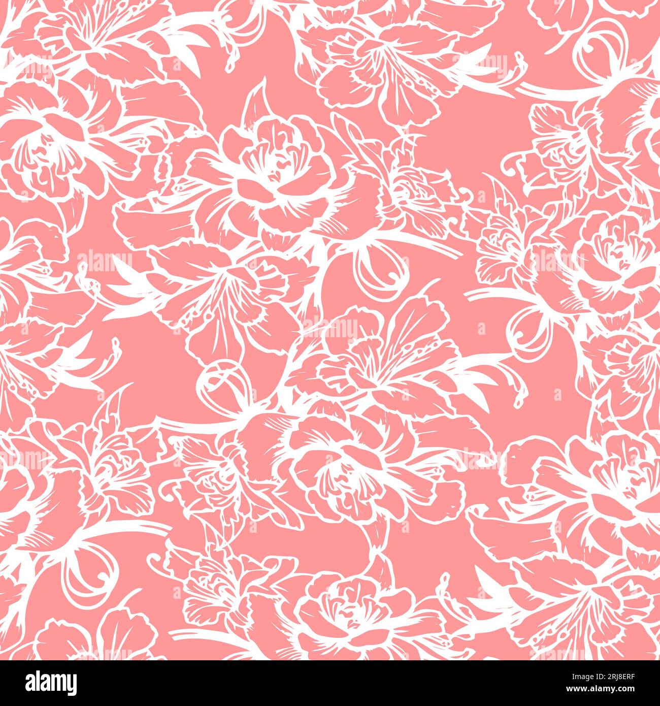 pink and white rose flowers seamless pattern, texture, design Stock ...