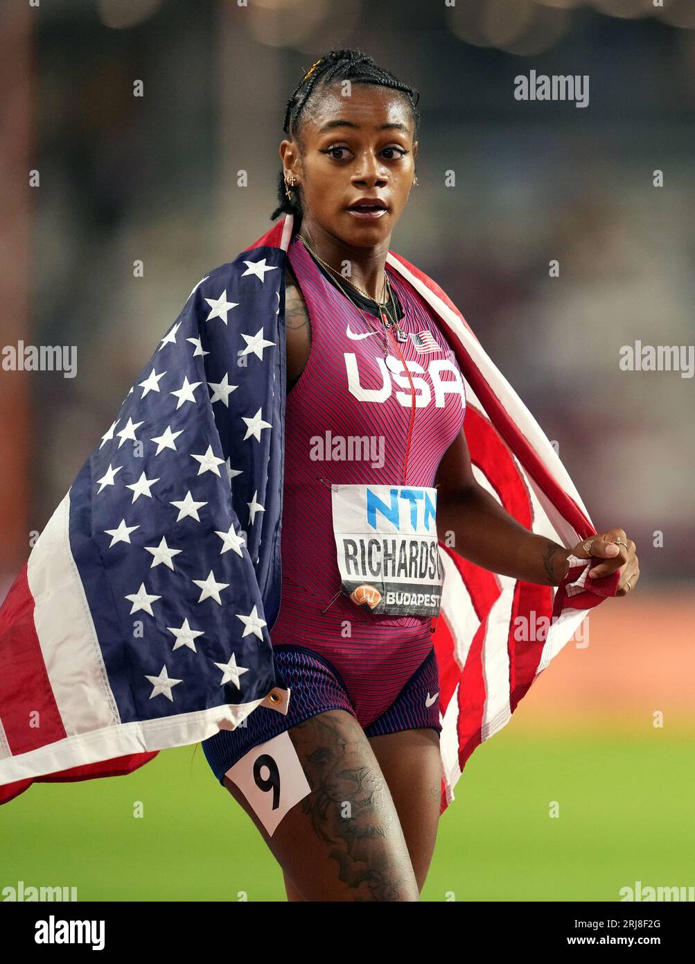 USA's Sha'Carri Richardson celebrates gold in the Women's 100m during ...