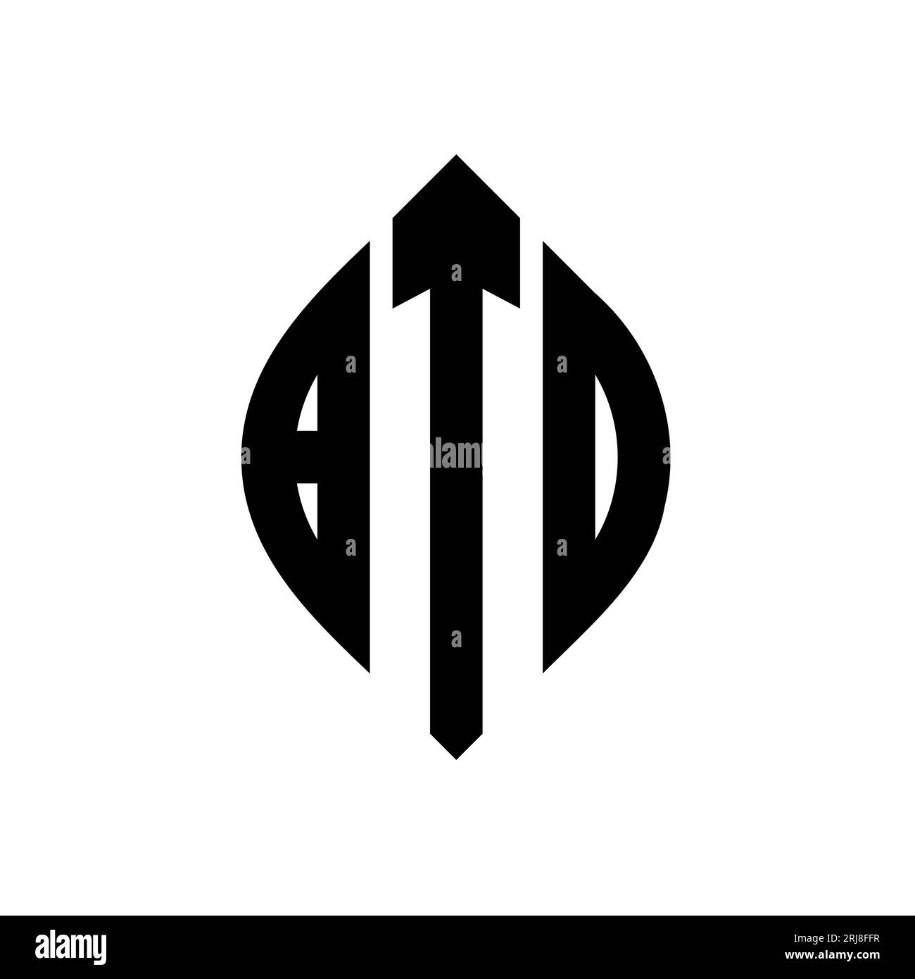 BTD circle letter logo design with circle and ellipse shape. BTD ...