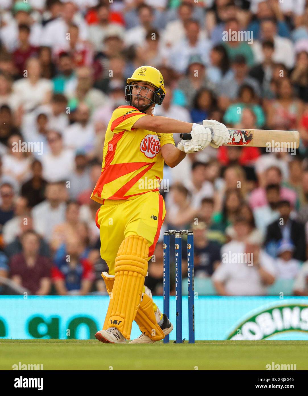 London, England. 21st August, 2023. Trent Rockets' Lewis Gregory during ...