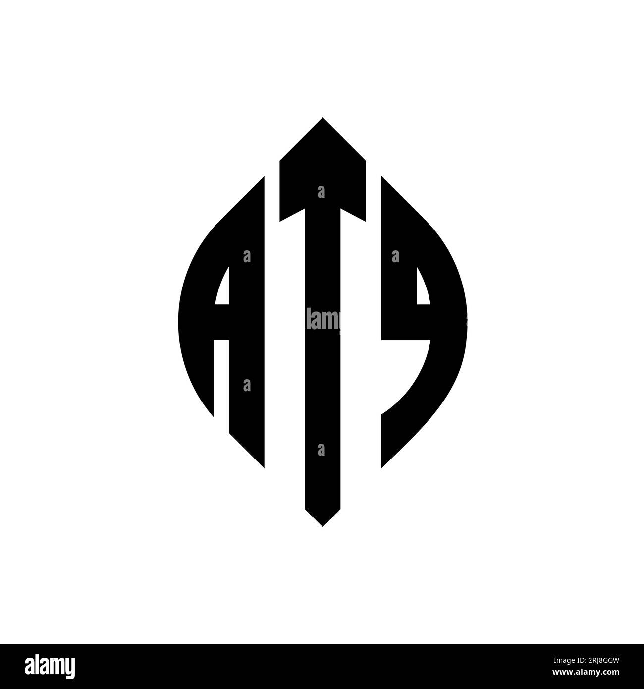 ATQ circle letter logo design with circle and ellipse shape. ATQ ellipse letters with ...