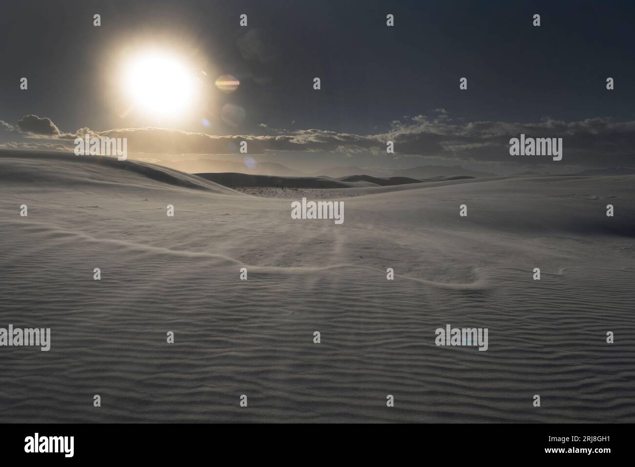 A brisk wind blows gypsum grains at White Sands National Park in New ...