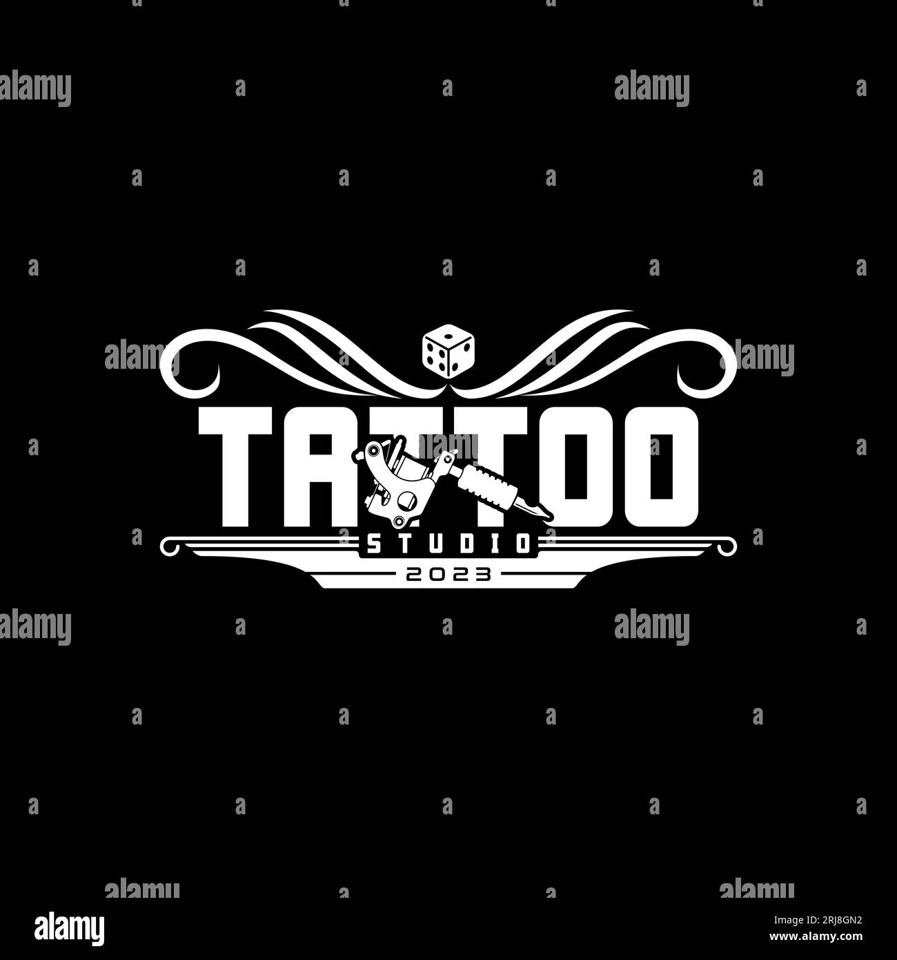 tattoo studio logo templates on black background vector design Stock ...