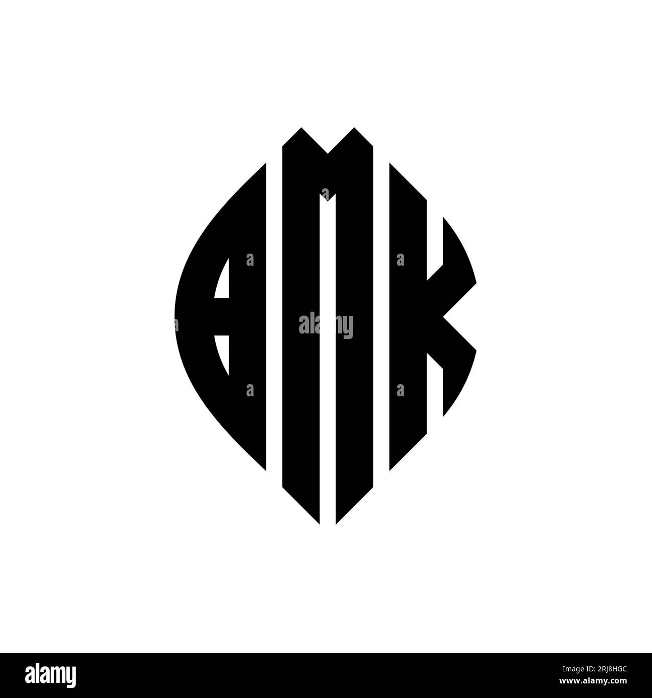 BMK circle letter logo design with circle and ellipse shape. BMK ...