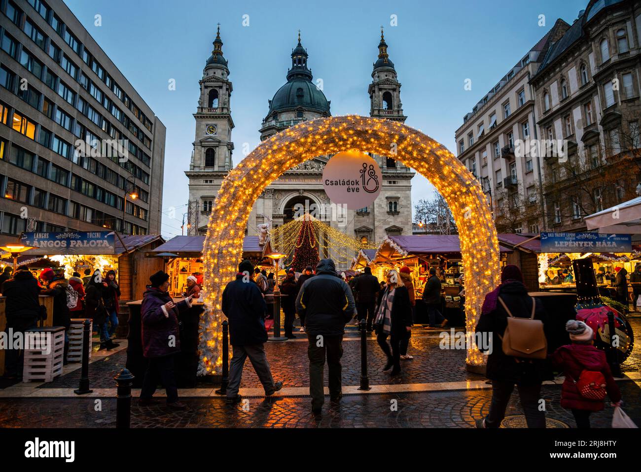 St. Stephen's Basilica classic dome and two large bell towers in ...