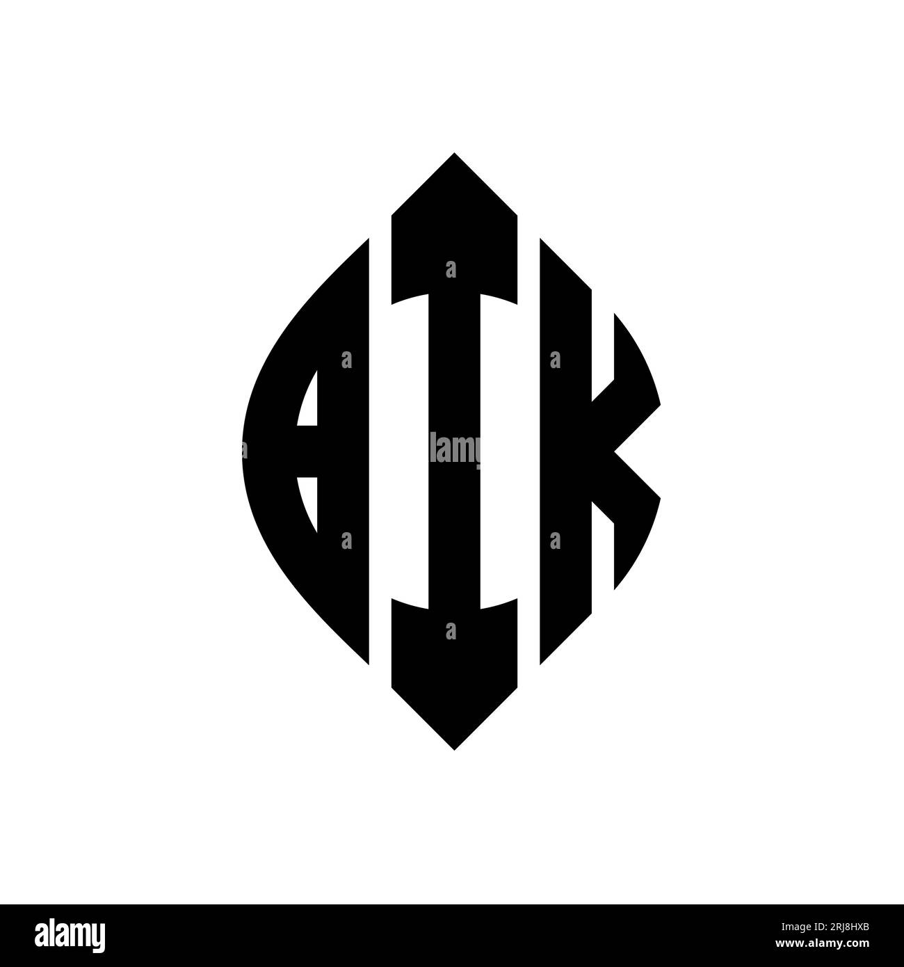 BIK circle letter logo design with circle and ellipse shape. BIK ...