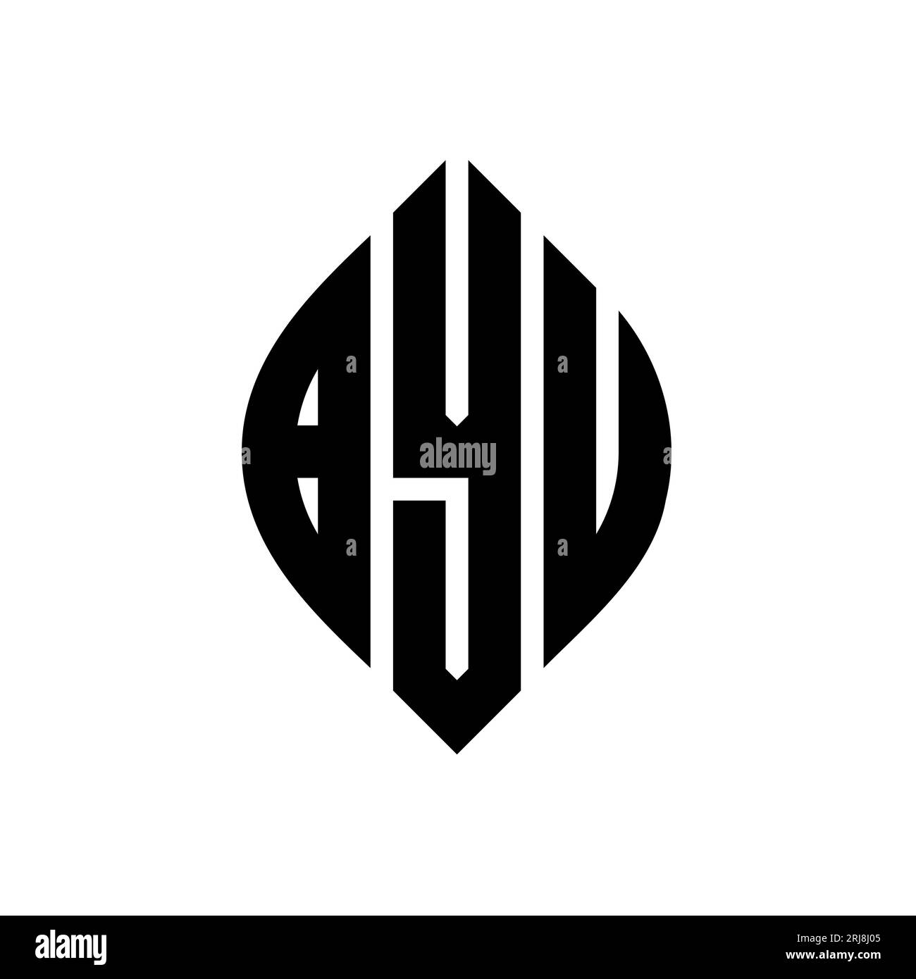 BYU circle letter logo design with circle and ellipse shape. BYU ...