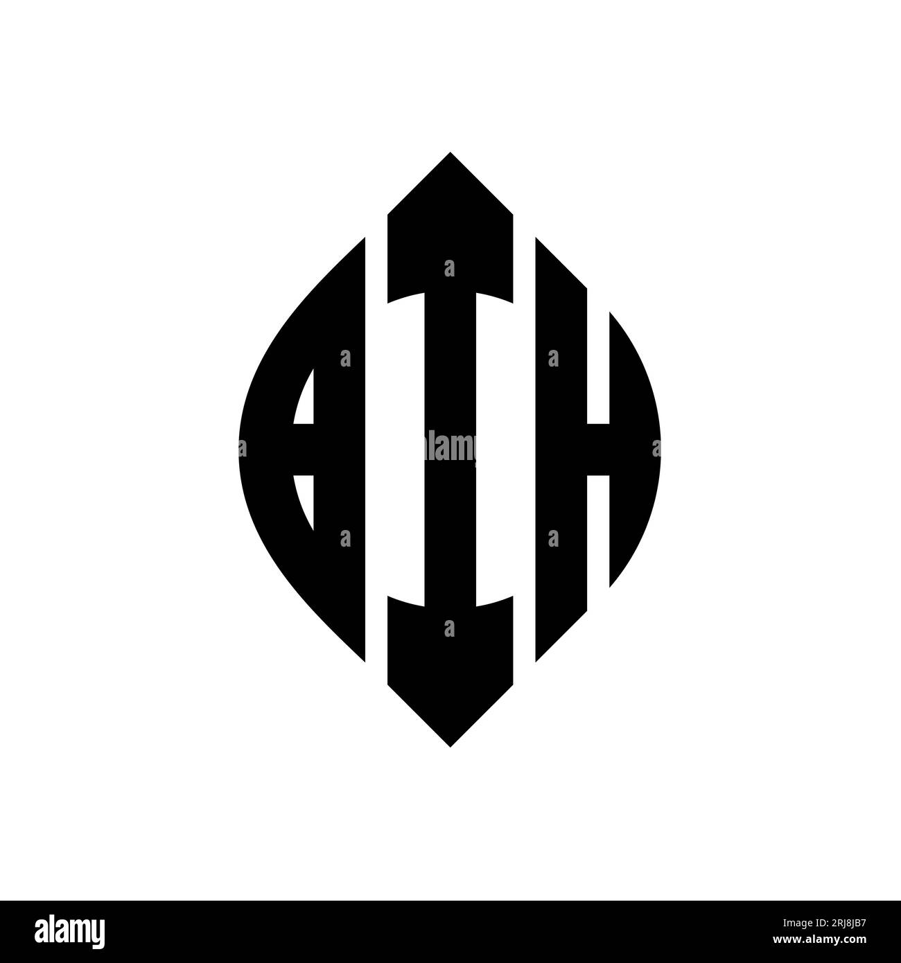 BIH circle letter logo design with circle and ellipse shape. BIH ...