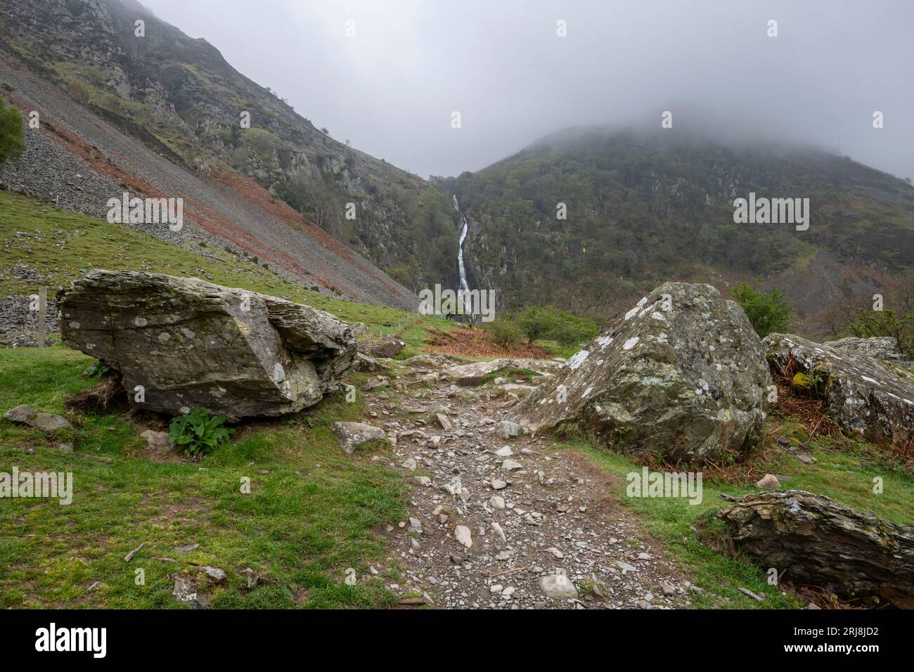 Footpath to Aber Falls a spectacular feature on the edge of the ...