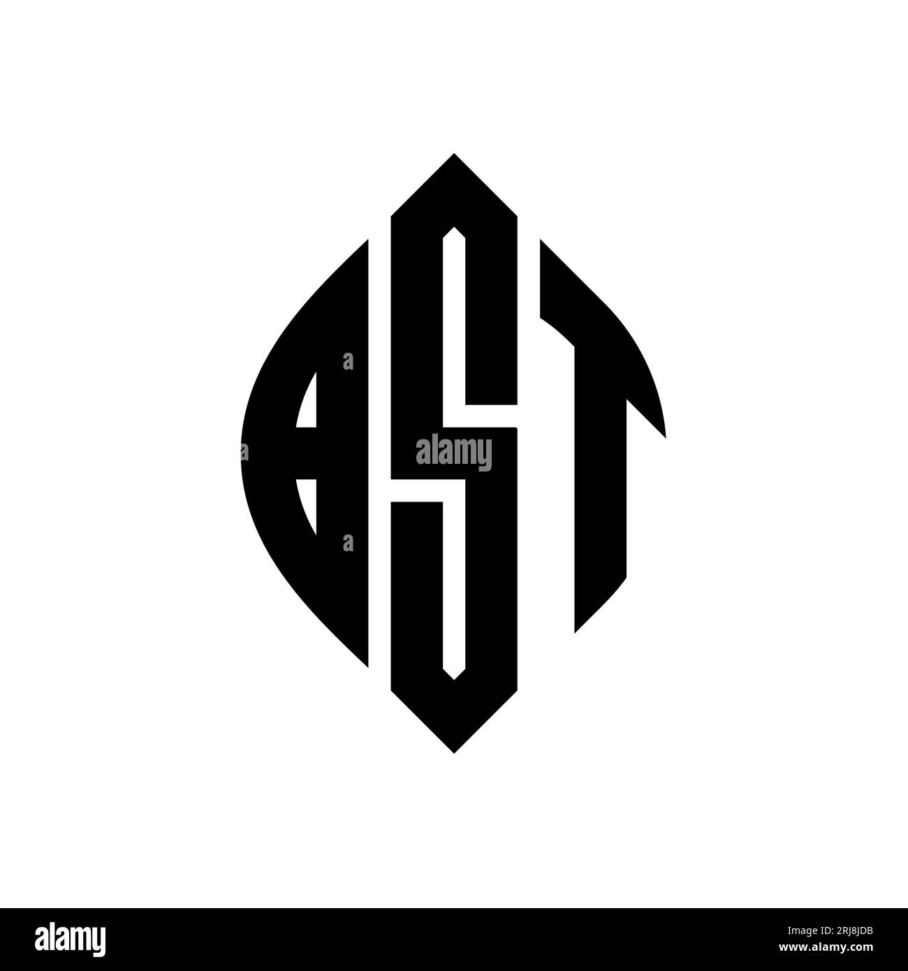 BST circle letter logo design with circle and ellipse shape. BST ...