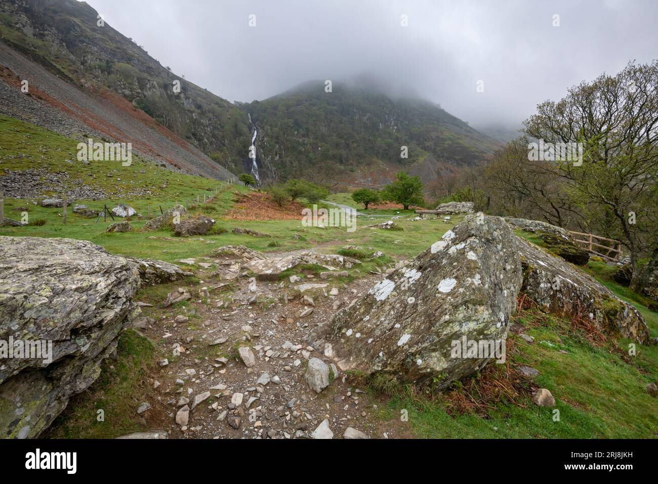 Footpath to Aber Falls a spectacular feature on the edge of the ...