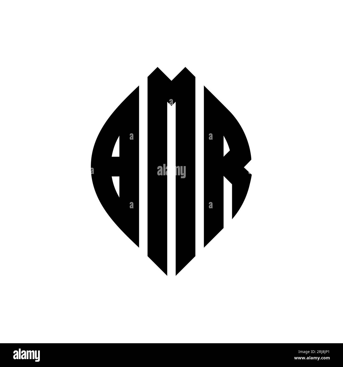 BMR circle letter logo design with circle and ellipse shape. BMR ...
