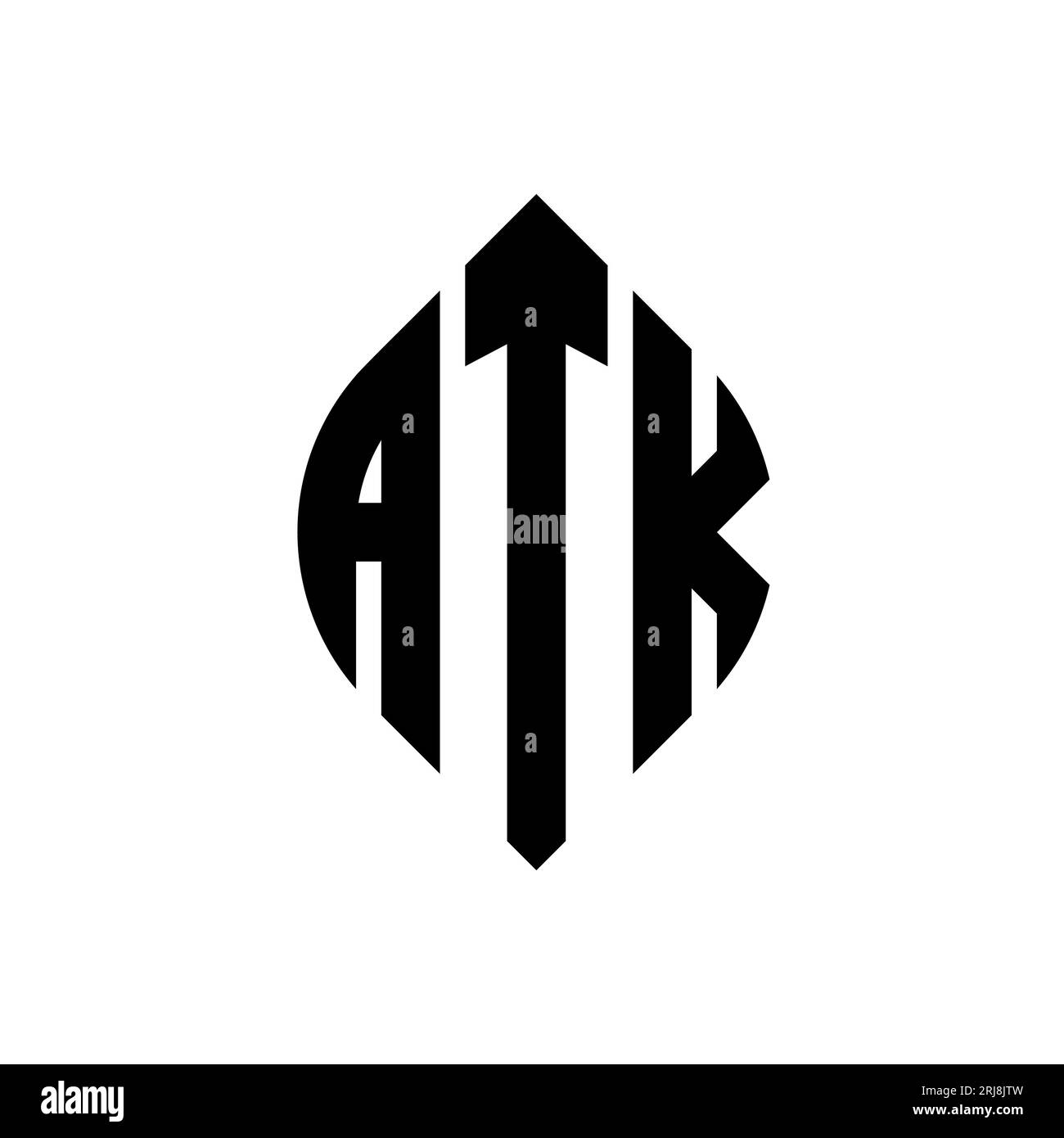 ATK circle letter logo design with circle and ellipse shape. ATK ...