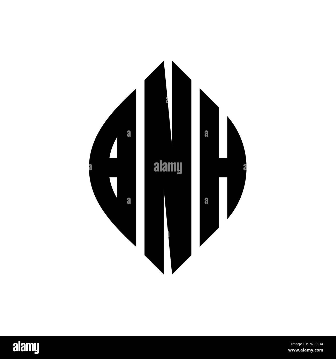 BNH circle letter logo design with circle and ellipse shape. BNH ...