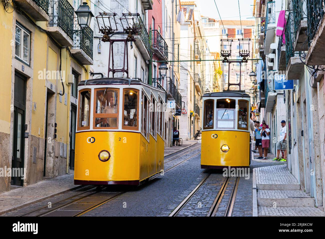 LISBON PORTUGAL; 08/21/2023, view of the Elevador da Bica, or Ascensor ...