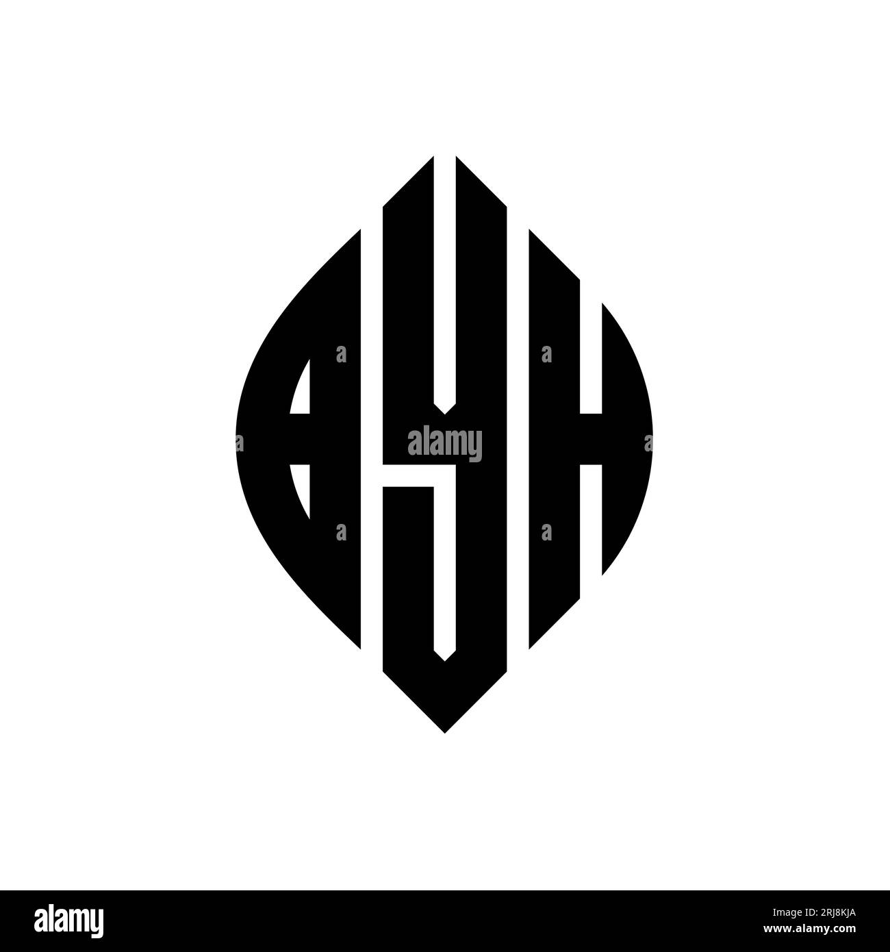 BYH circle letter logo design with circle and ellipse shape. BYH ...