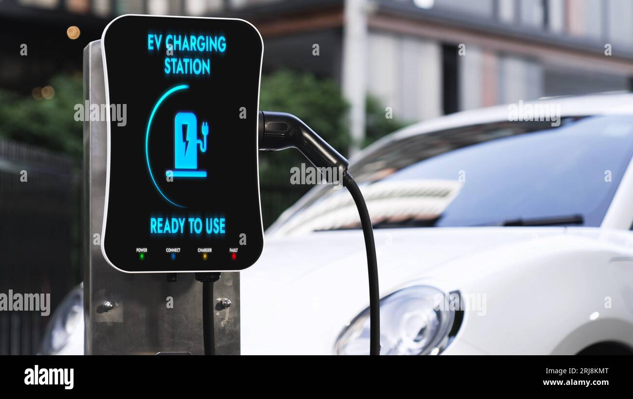 EV charging station display battery status interface for electric car ...