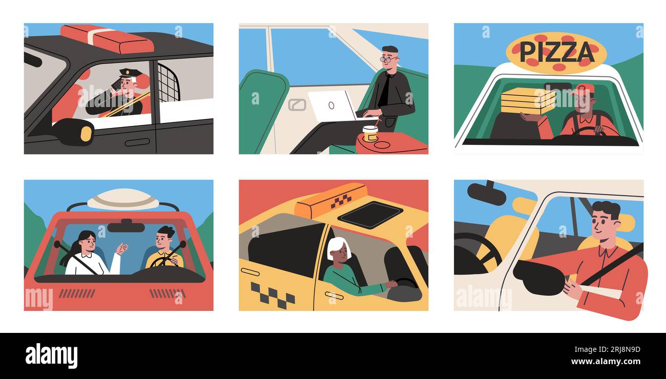 Man drive car cartoon hi-res stock photography and images - Alamy