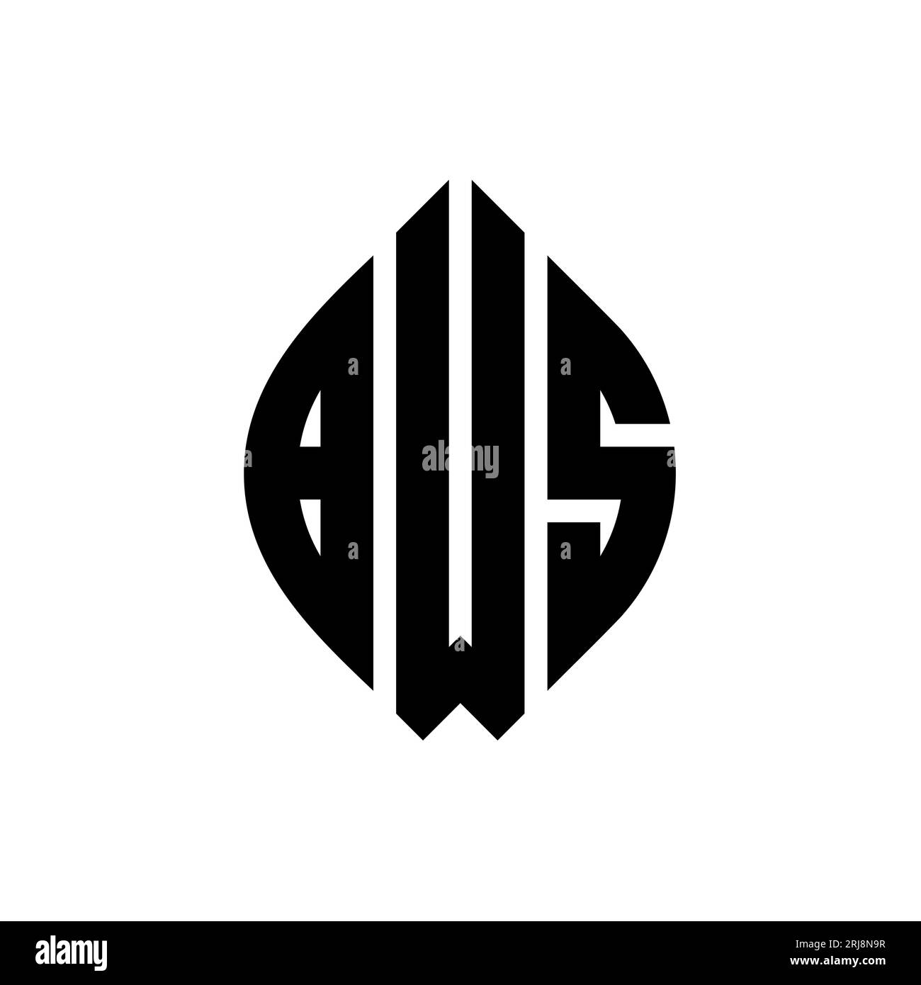 BWS circle letter logo design with circle and ellipse shape. BWS ellipse letters with ...