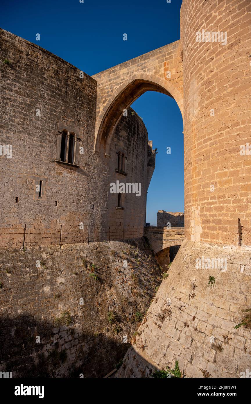View of historic Bellver Castle in Palma de Mallorca, Spain Stock Photo ...