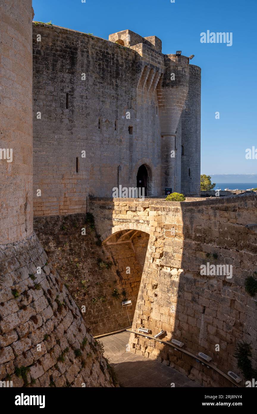 View of historic Bellver Castle in Palma de Mallorca, Spain Stock Photo ...