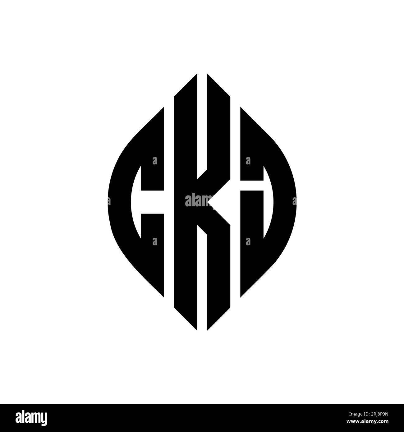 CKJ circle letter logo design with circle and ellipse shape. CKJ ...