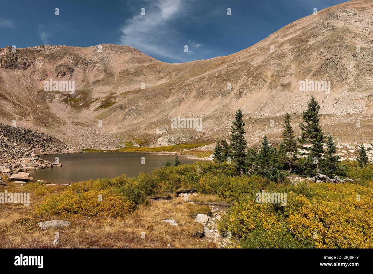Autumn colors surround Ruby Jewel Lake which is located in the Rawah ...
