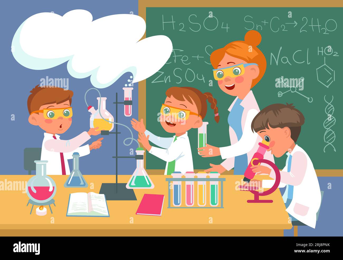 Girls in chemistry lesson Stock Vector Images - Alamy